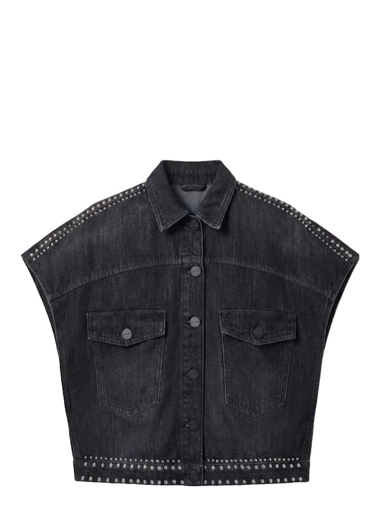 ALLSAINTS ALLSAINTS Sleeveless Studded Denim Shirt